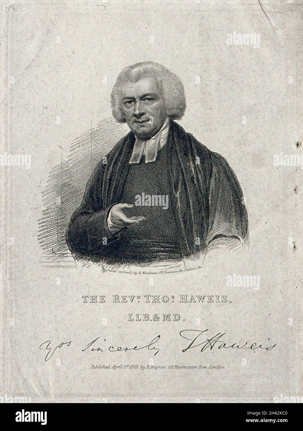 Thomas Haweis. Stipple engraving by R. Woodman, 1825, after H. Edridge ...