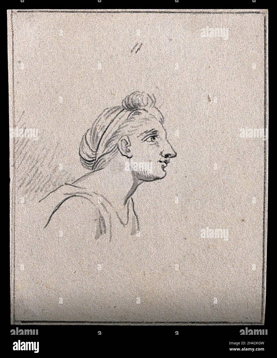 A woman paying mild attention to something. Drawing, c. 1794, after N ...