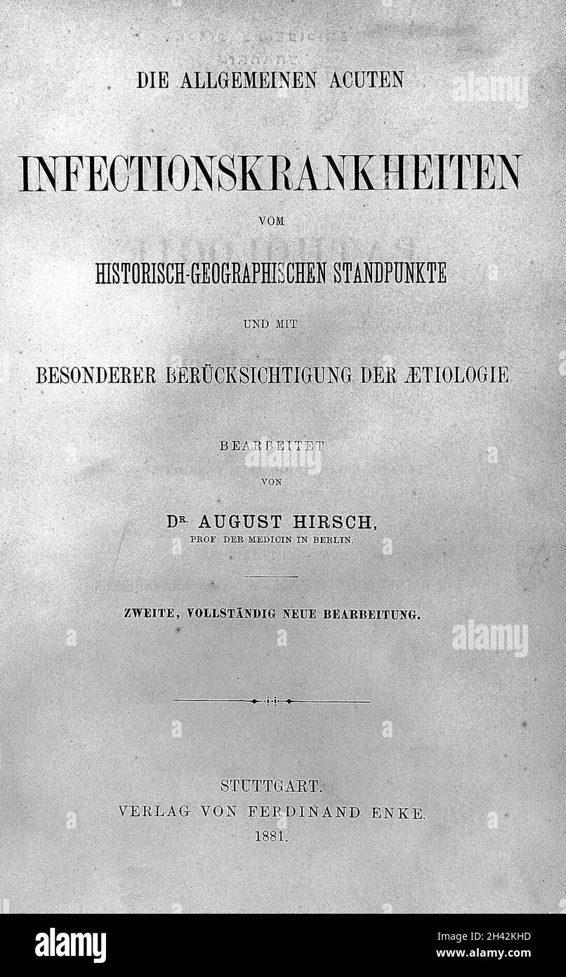 Title page from Hirsch, Die allgemeinen acuten Infectionskrankheiten ...