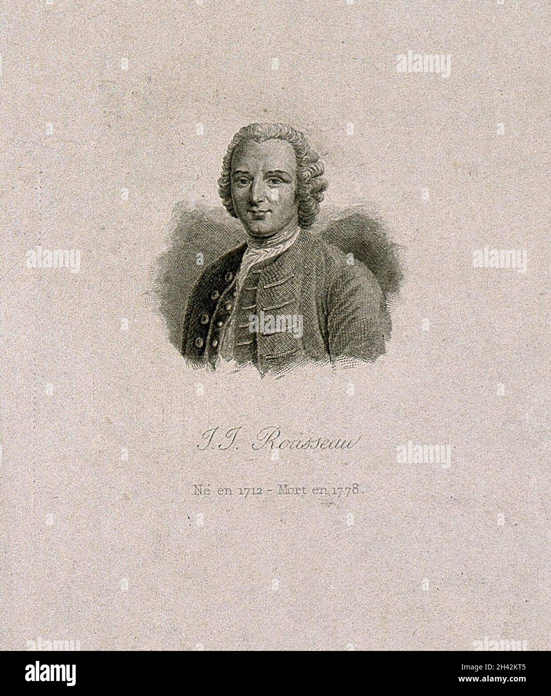 Jean-Jacques Rousseau. Line engraving Stock Photo - Alamy