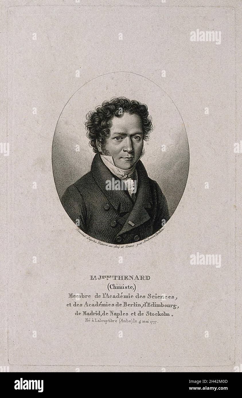 Louis-Jacques, Baron Thénard. Stipple engraving by A. Tardieu, 1824 ...