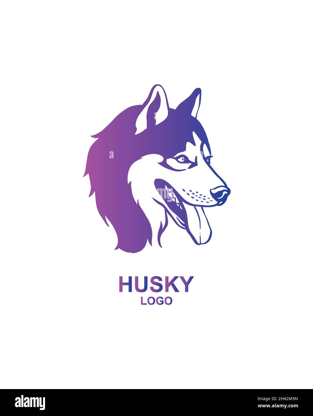 Wolf silhouette. Vintage husky face logo emblem template template for ...