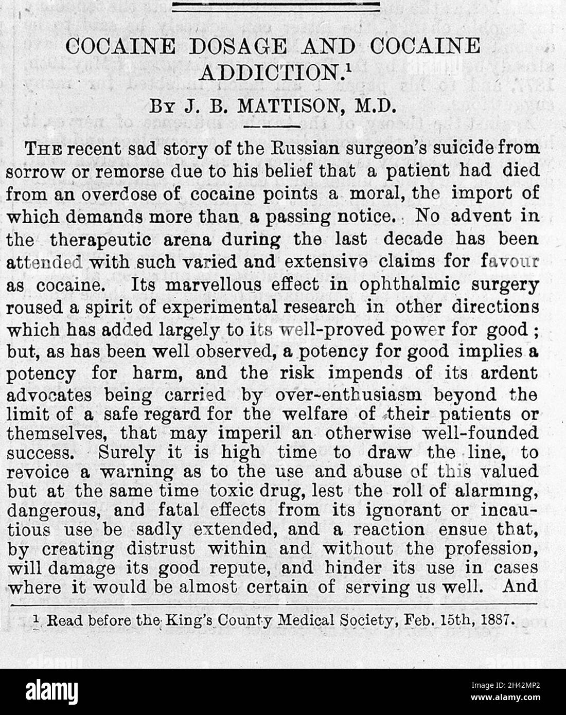 'Cocaine dosage and cocaine addiction' Stock Photo - Alamy