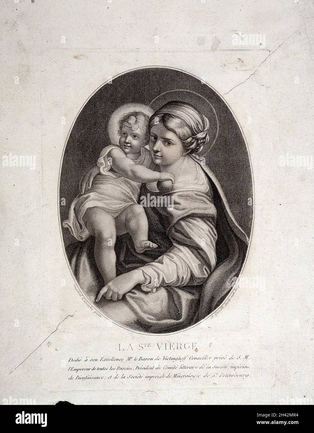 Saint Mary (the Blessed Virgin) with the Christ Child. Stipple ...