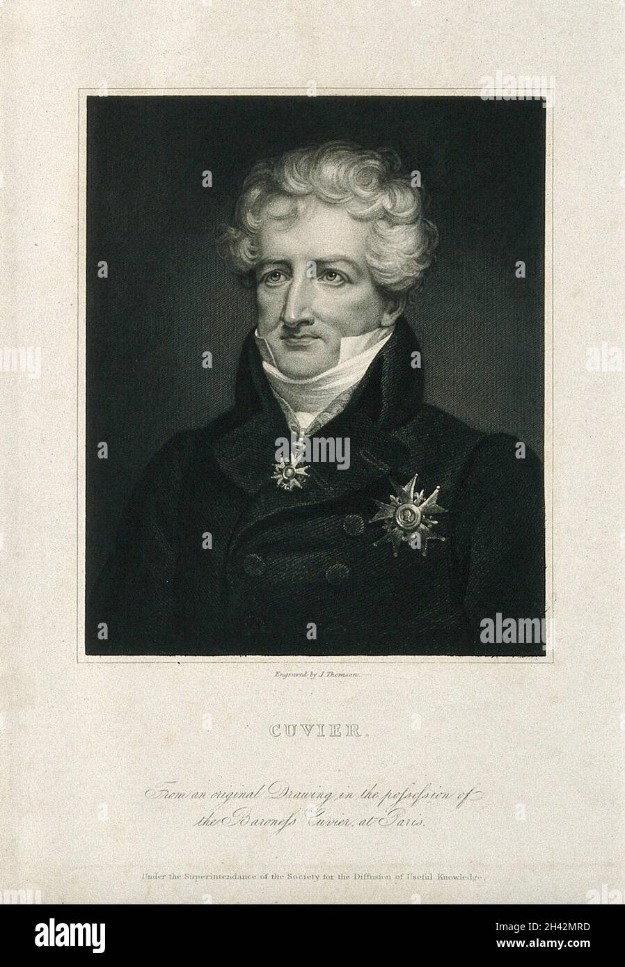 Georges-Léopold-Chrétien-Frédéric-Dagobert, Baron Cuvier. Stipple ...