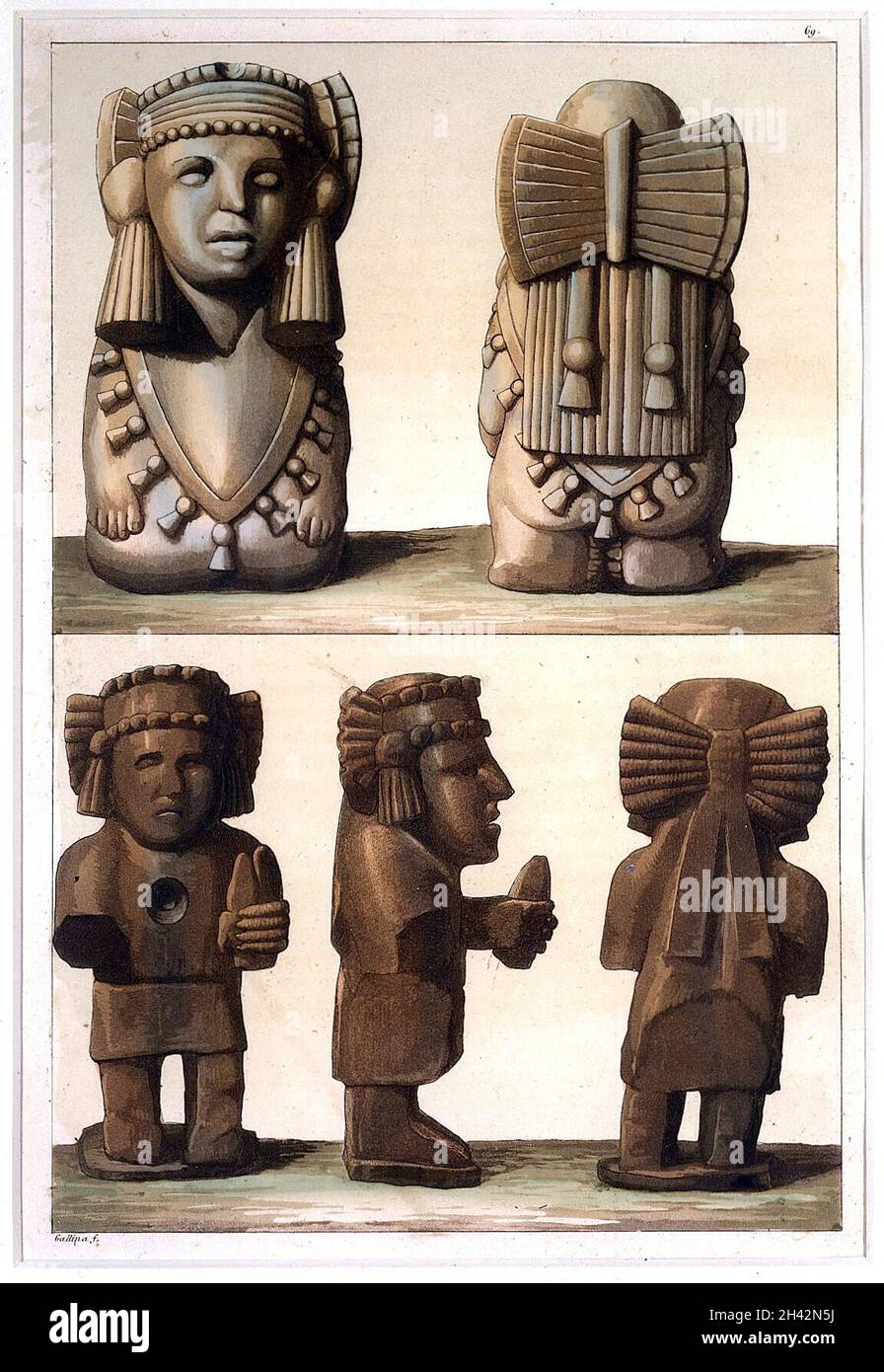 Mexico: (above) a bust of an Aztec priestess or divinity, belonging to ...