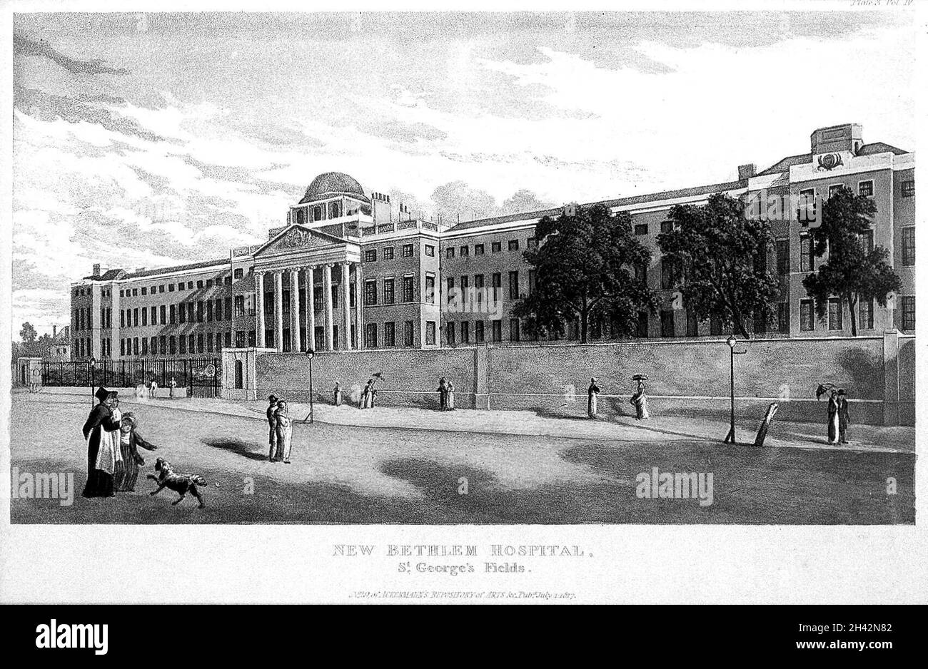 New Bethlem Hospital, St. George's Fields, London, 1817 Stock Photo - Alamy
