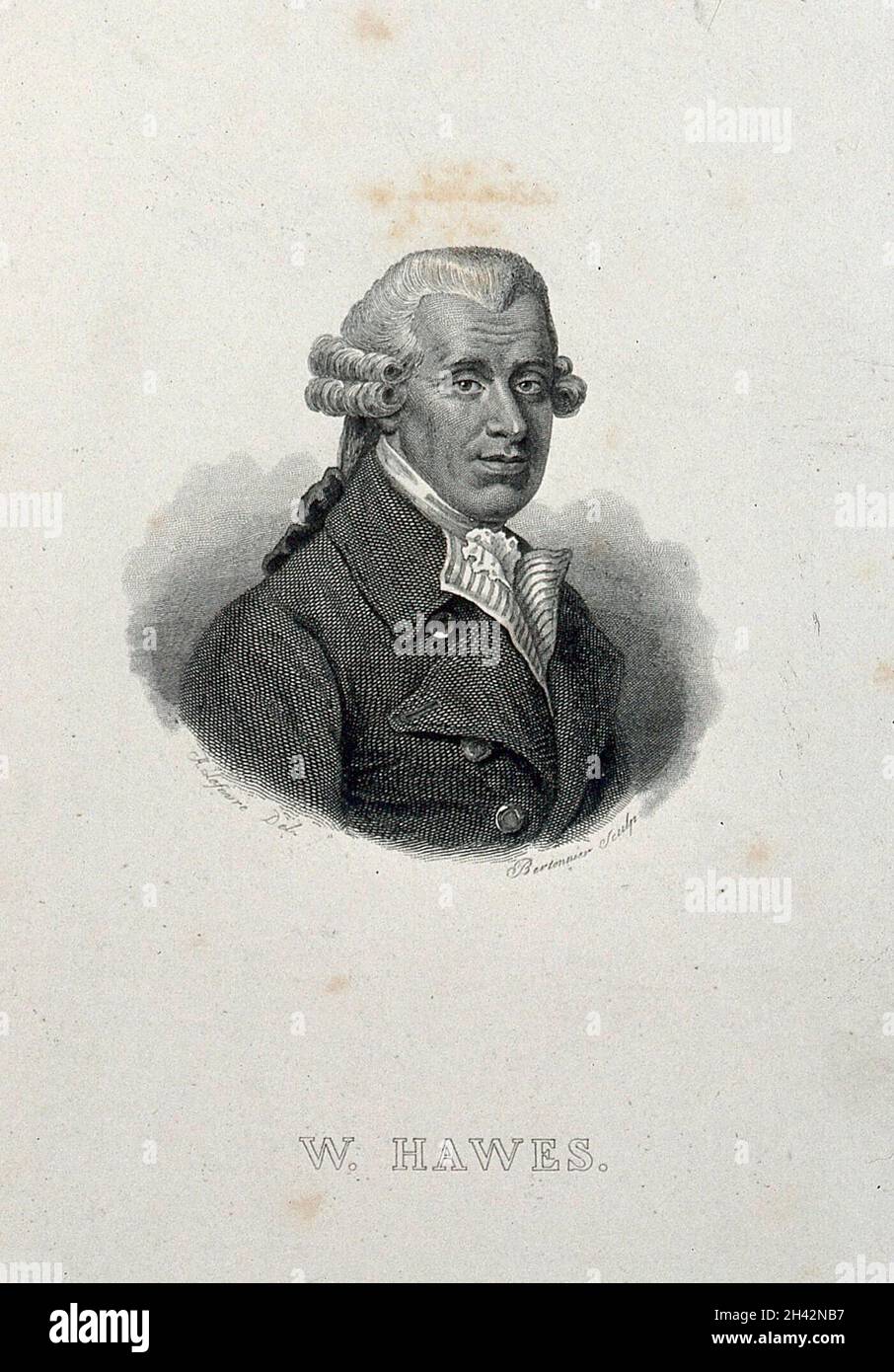 William Hawes. Line engraving by P. F. Bertonnier after A. Lefèvre ...