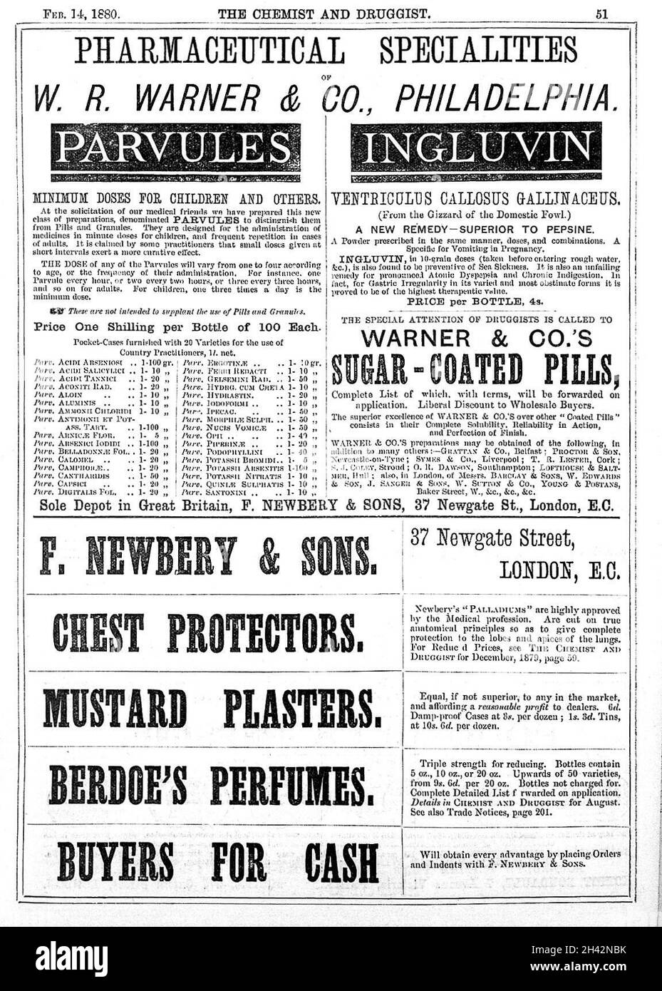Advertisements from The Chemist and Drugist 1880 Stock Photo - Alamy