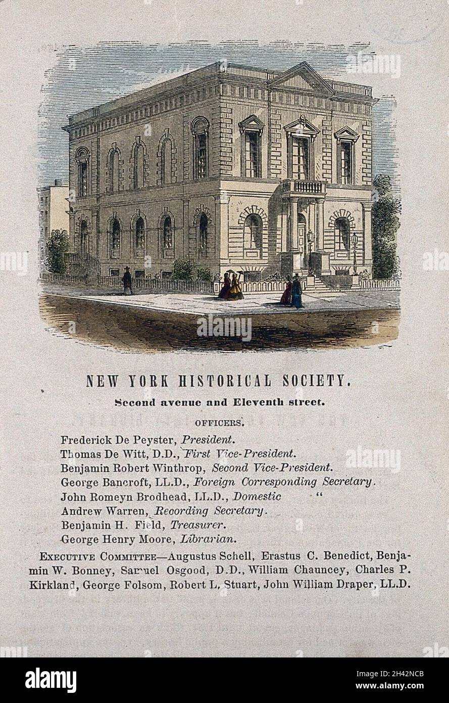 New York Historical Society, New York City. Coloured wood engraving ...