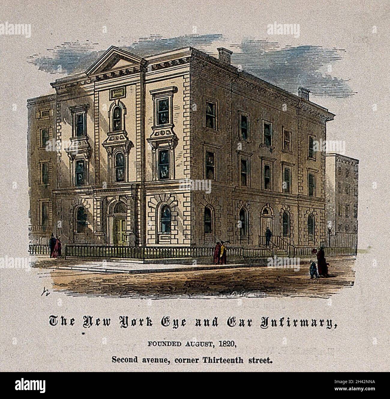 Eye and Ear Infirmary, New York City. Coloured wood engraving Stock ...