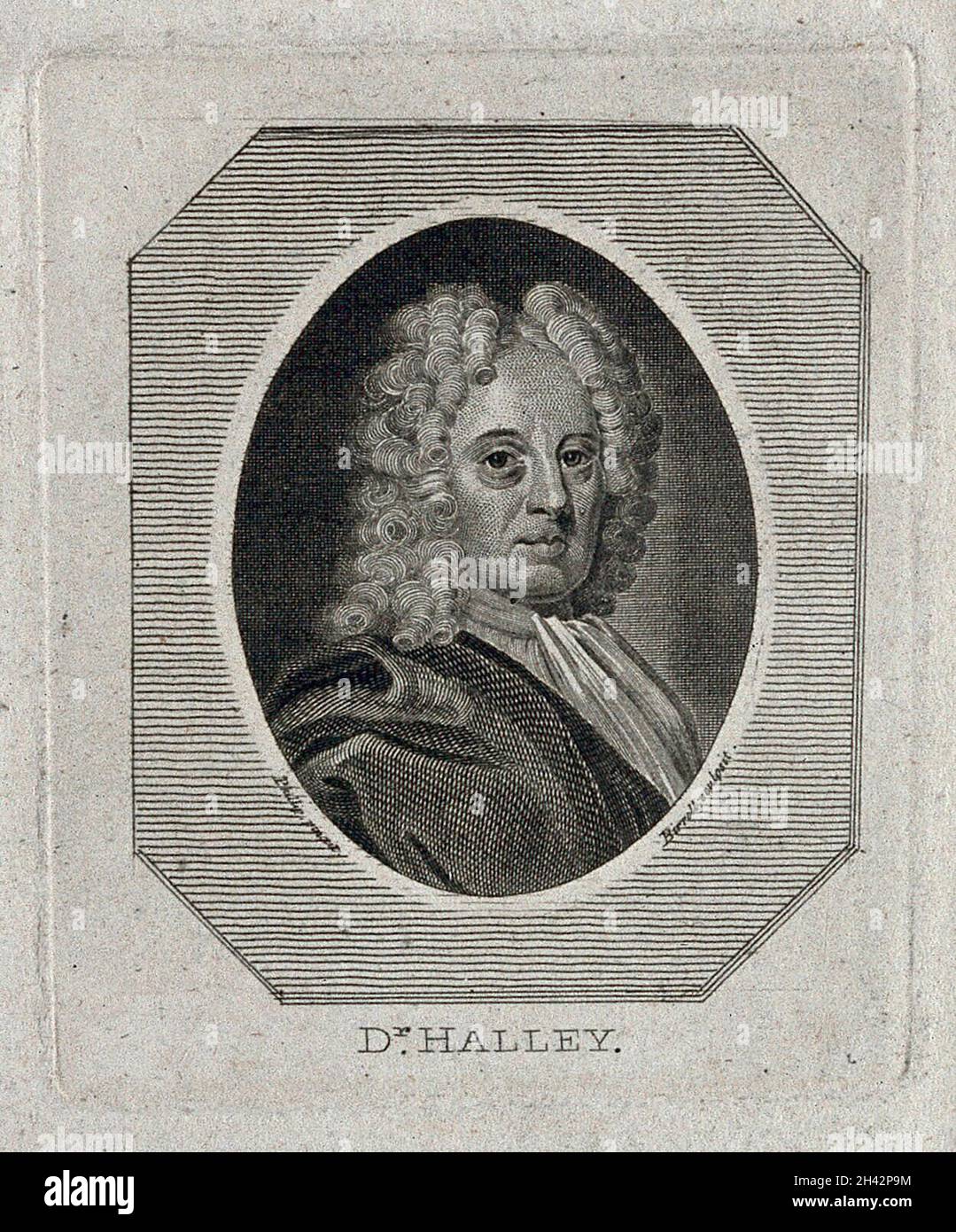 Edmund Halley. Line engraving by A. Birrell, 1795, after R. Phillips ...