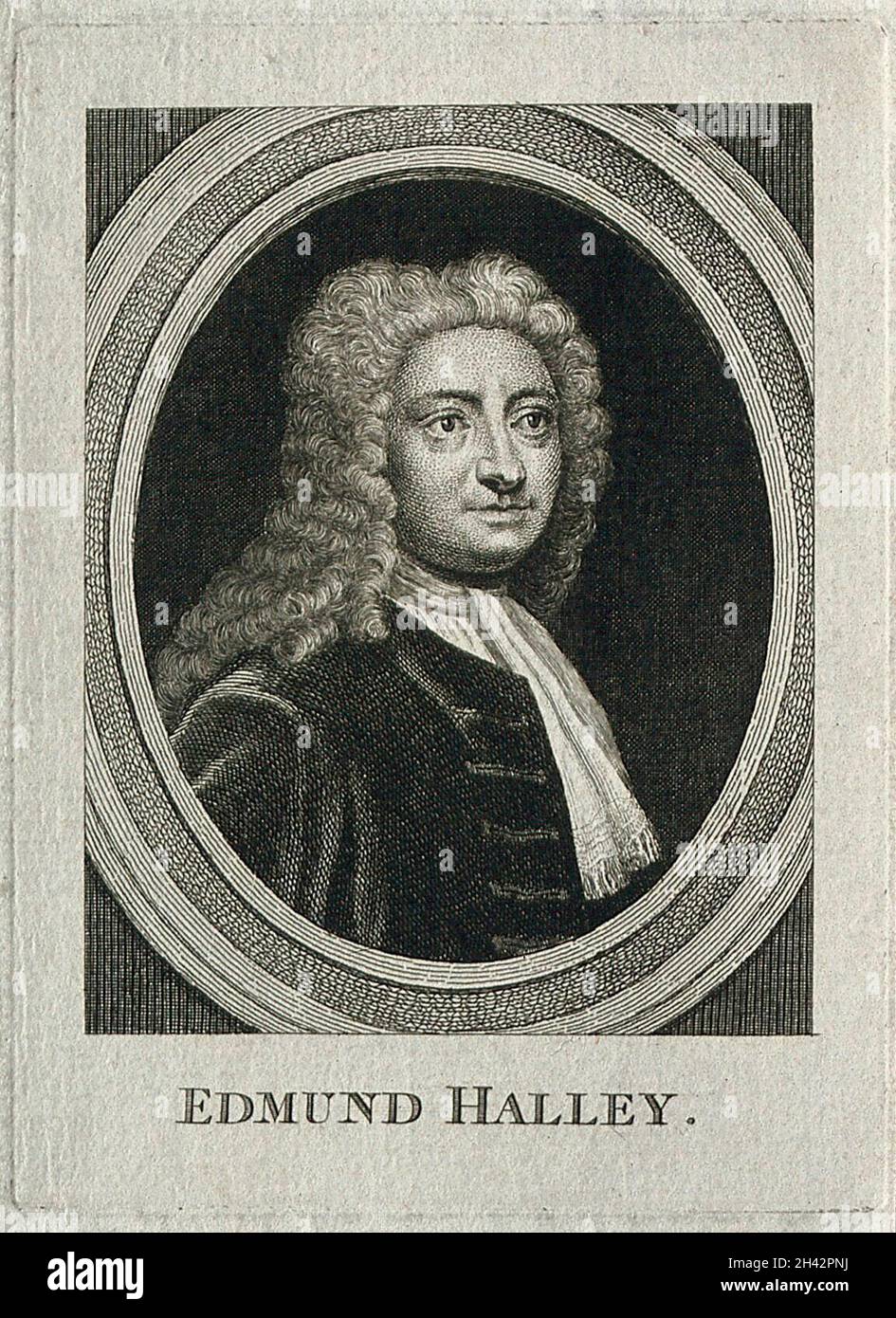 Edmund Halley. Line engraving after Sir G. Kneller Stock Photo - Alamy