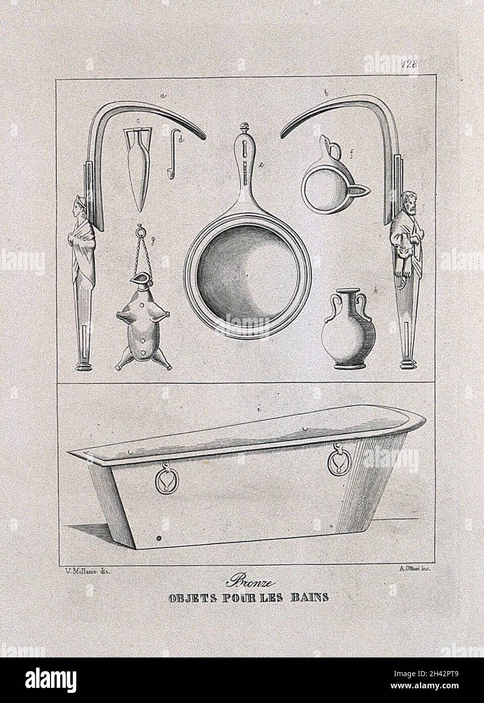 Ancient Roman (?) bath and bathing accessories: nine figures, including ...