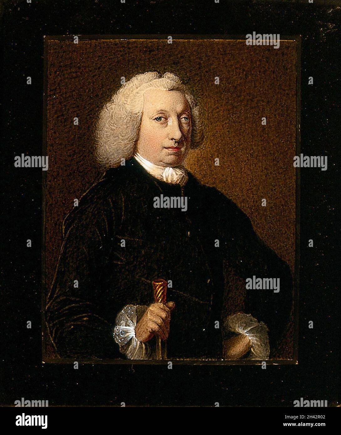 John Huxham, head and shoulders. Gouache after T. Rennell Stock Photo ...