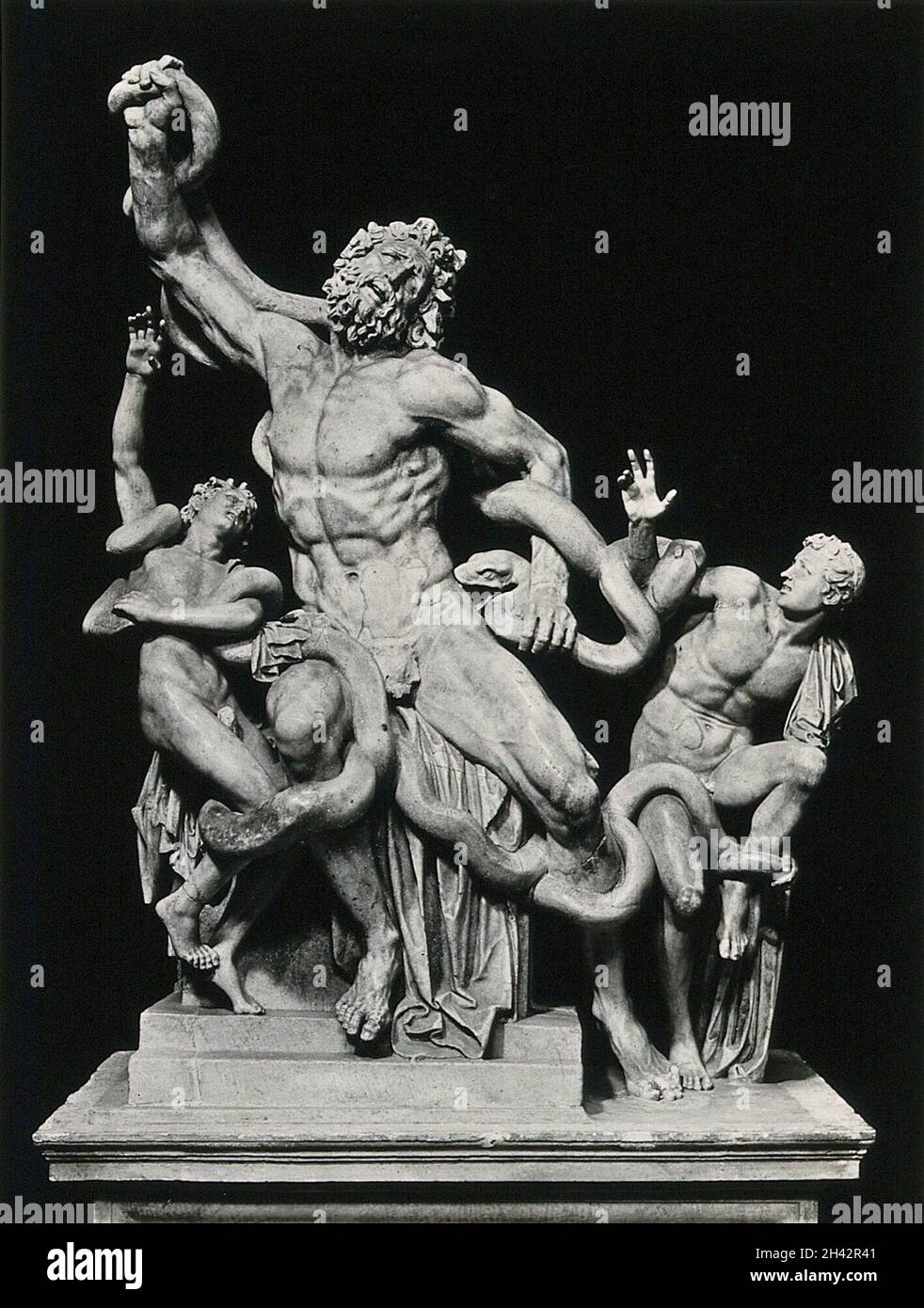 Laocoön and his sons, attacked by sea snakes. Photograph, ca. 1870, of ...