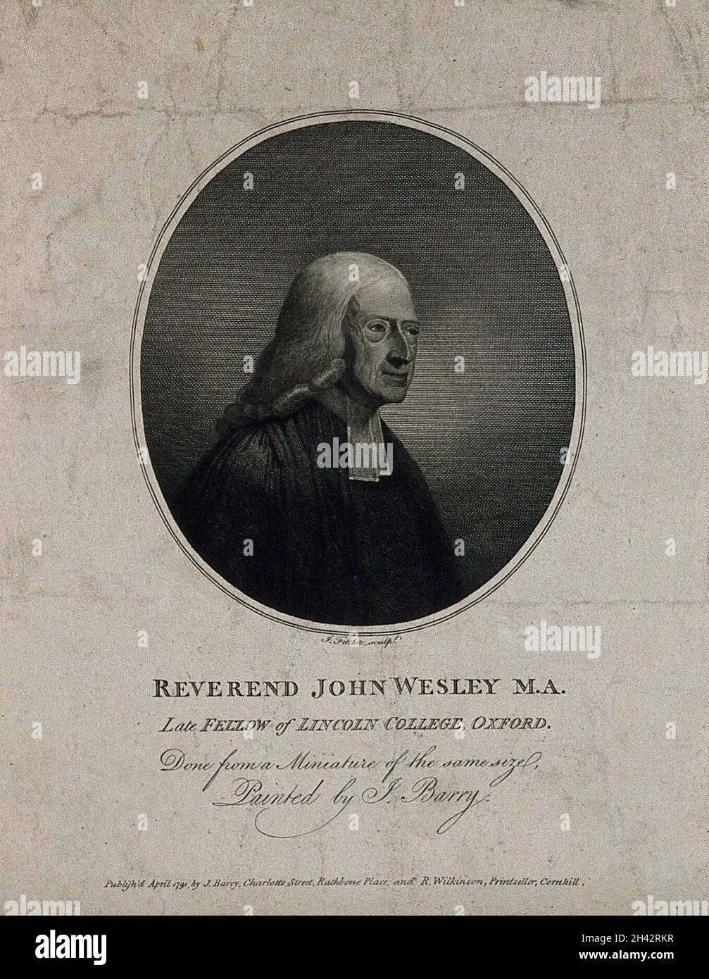 John Wesley. Stipple engraving, 1825, after J. Barry Stock Photo - Alamy