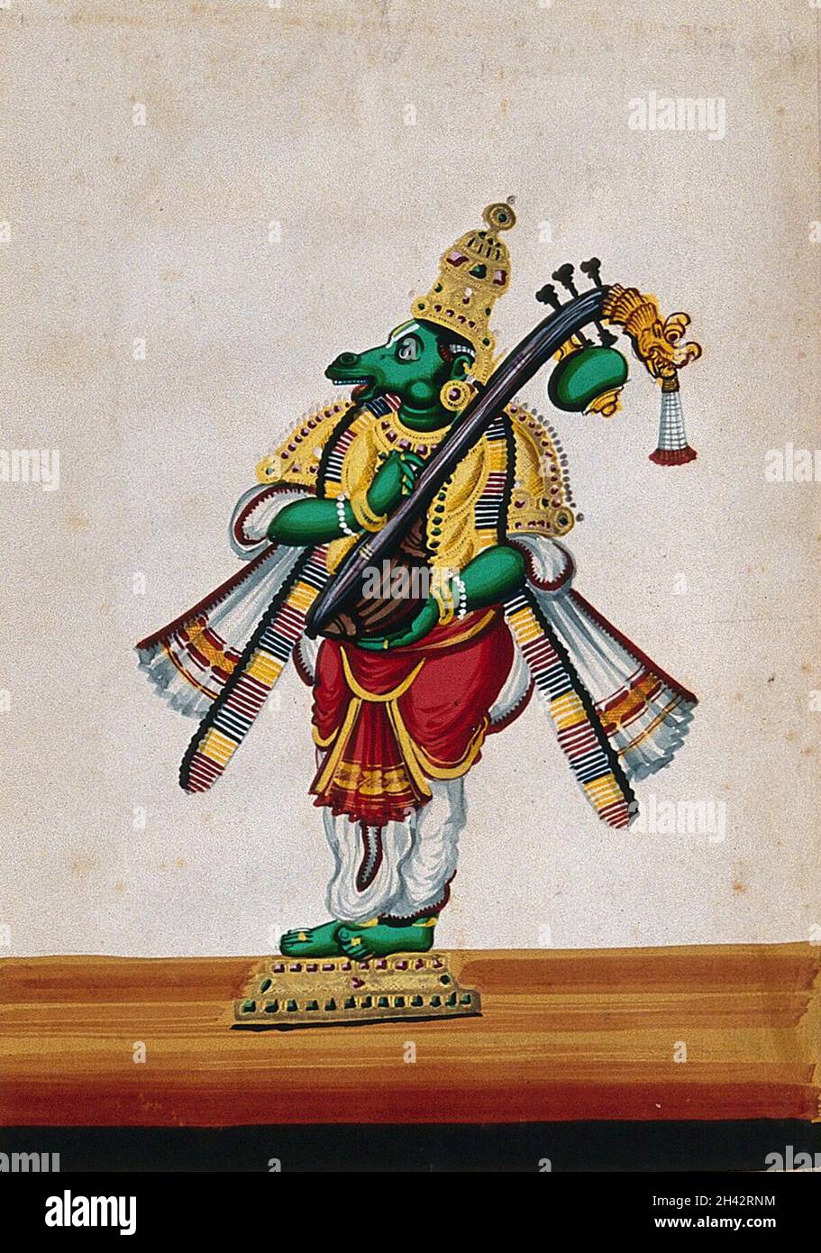 Lord Vishnu in his avatar as Varaha, playing a musical instrument ...