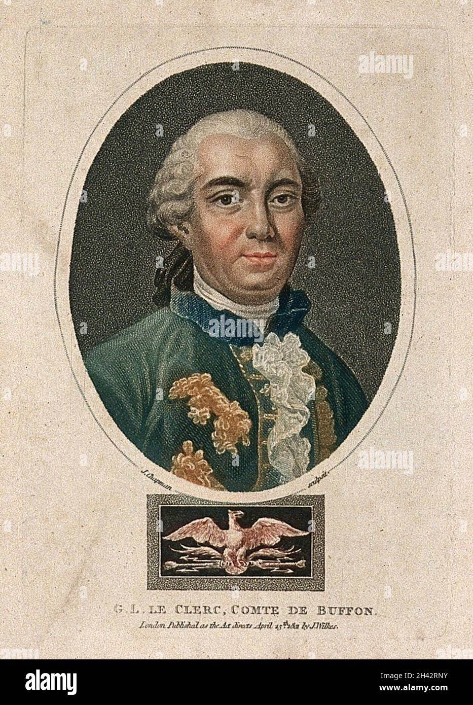 Georges Louis Leclerc, Comte de Buffon. Coloured stipple engraving by J ...