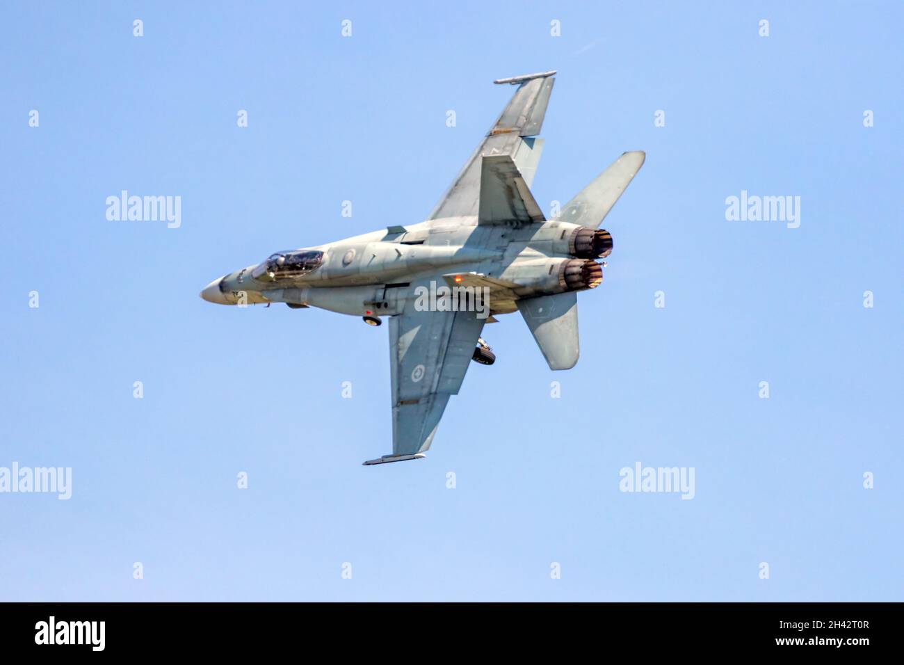 A Royal Canadian Air Force (RCAF) CF-18 Hornet during a flight ...