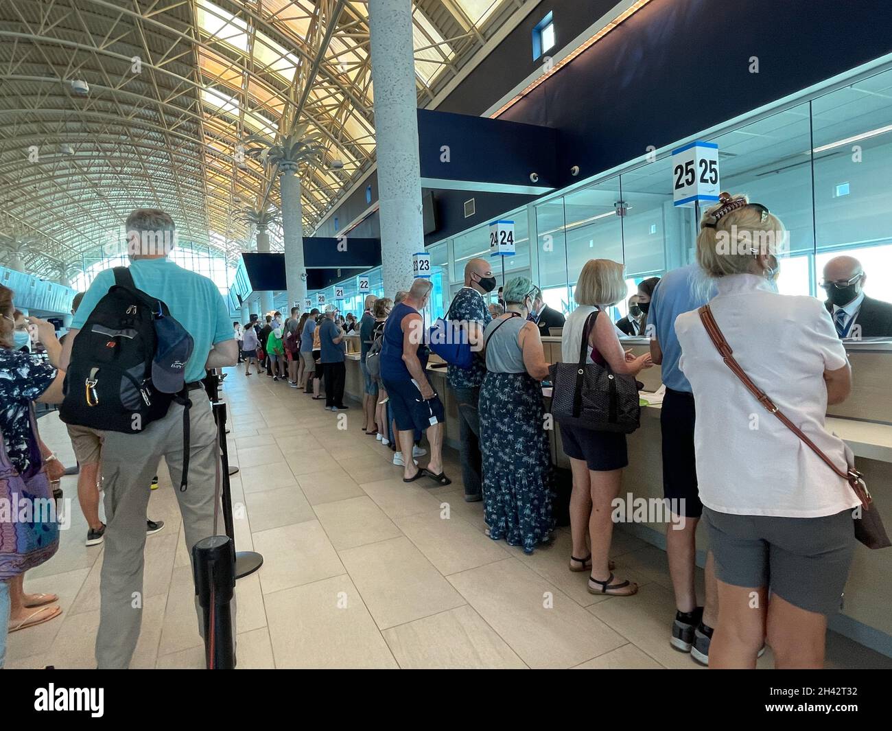 Cape Canaveral, FL USA - October 10, 2021: Guests checking in at the ...