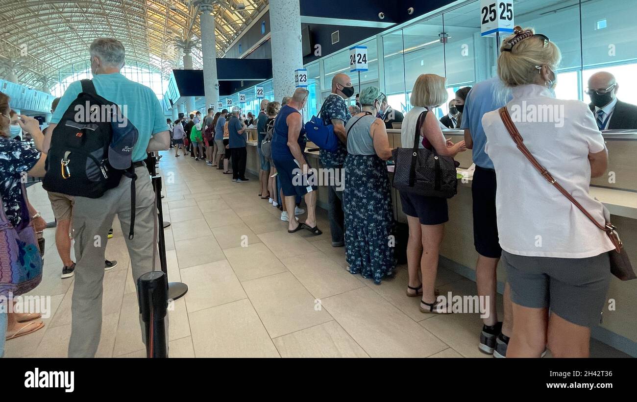 Cape Canaveral, FL USA - October 10, 2021: Guests checking in at the ...