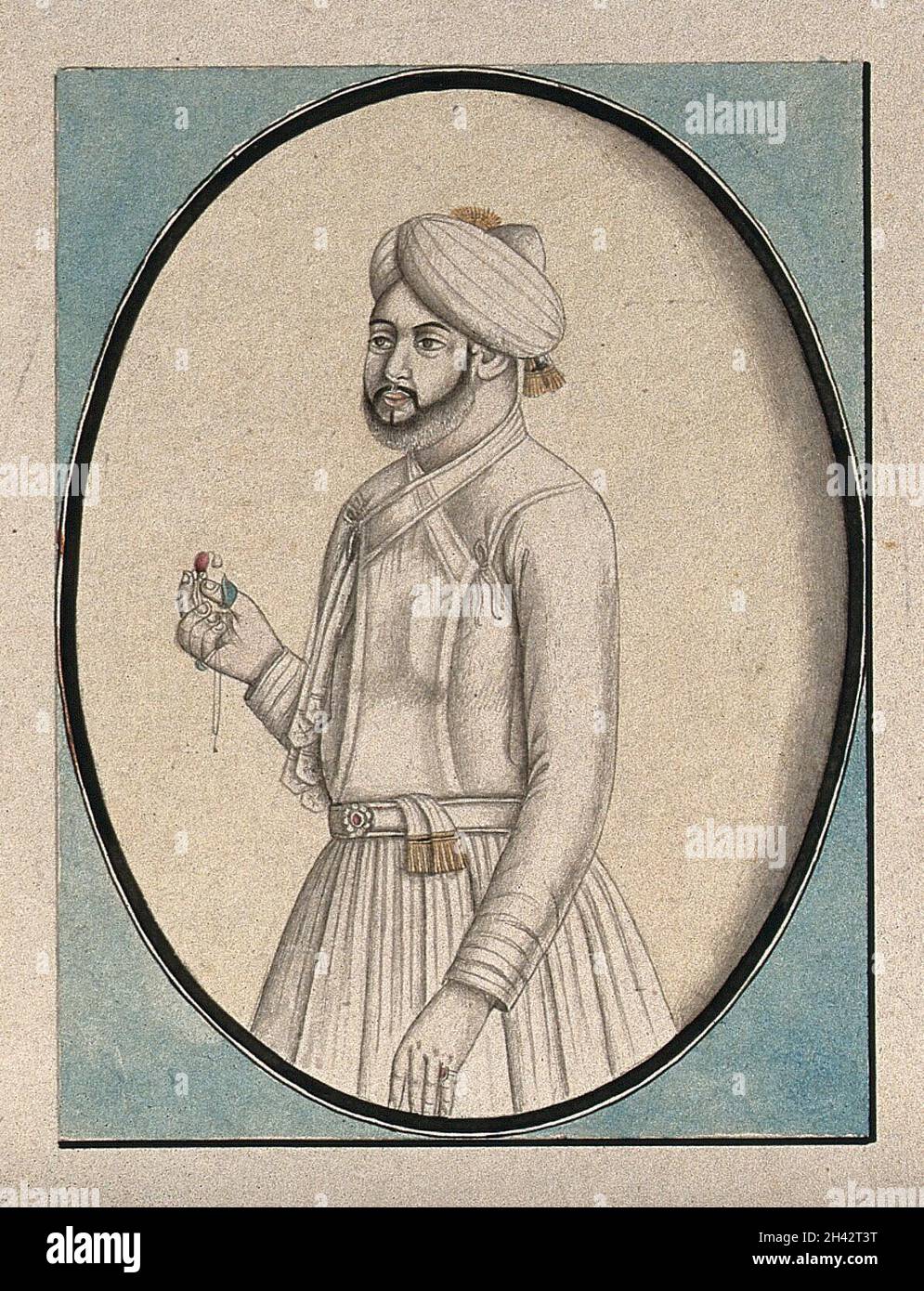 A Mughal attendant. Watercolour drawing by an Indian artist Stock Photo ...