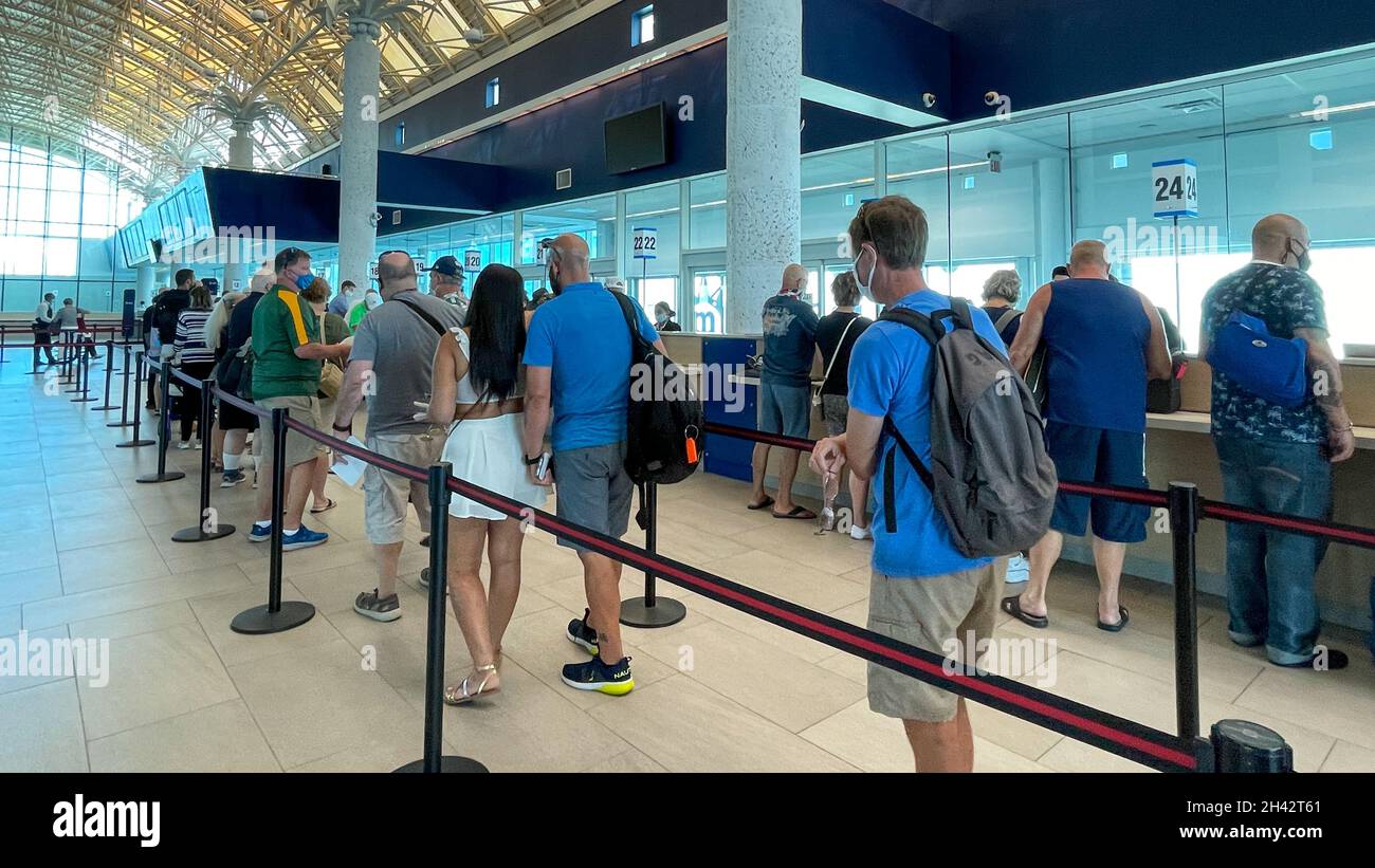 Cape Canaveral, FL USA - October 10, 2021: Guests checking in at the ...