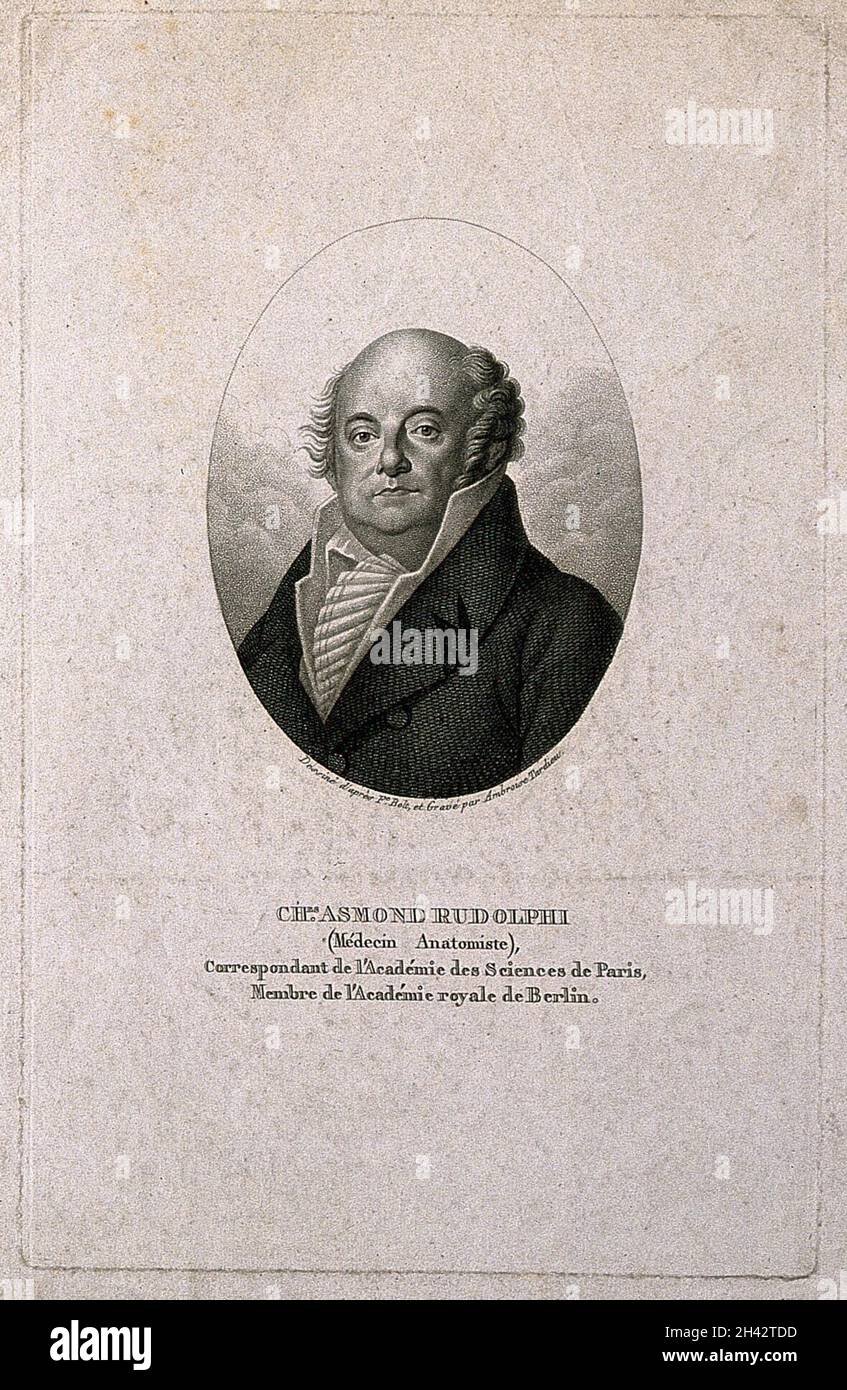 Karl Asmund Rudolphi. Stipple engraving by A. Tardieu after A. Temmel ...