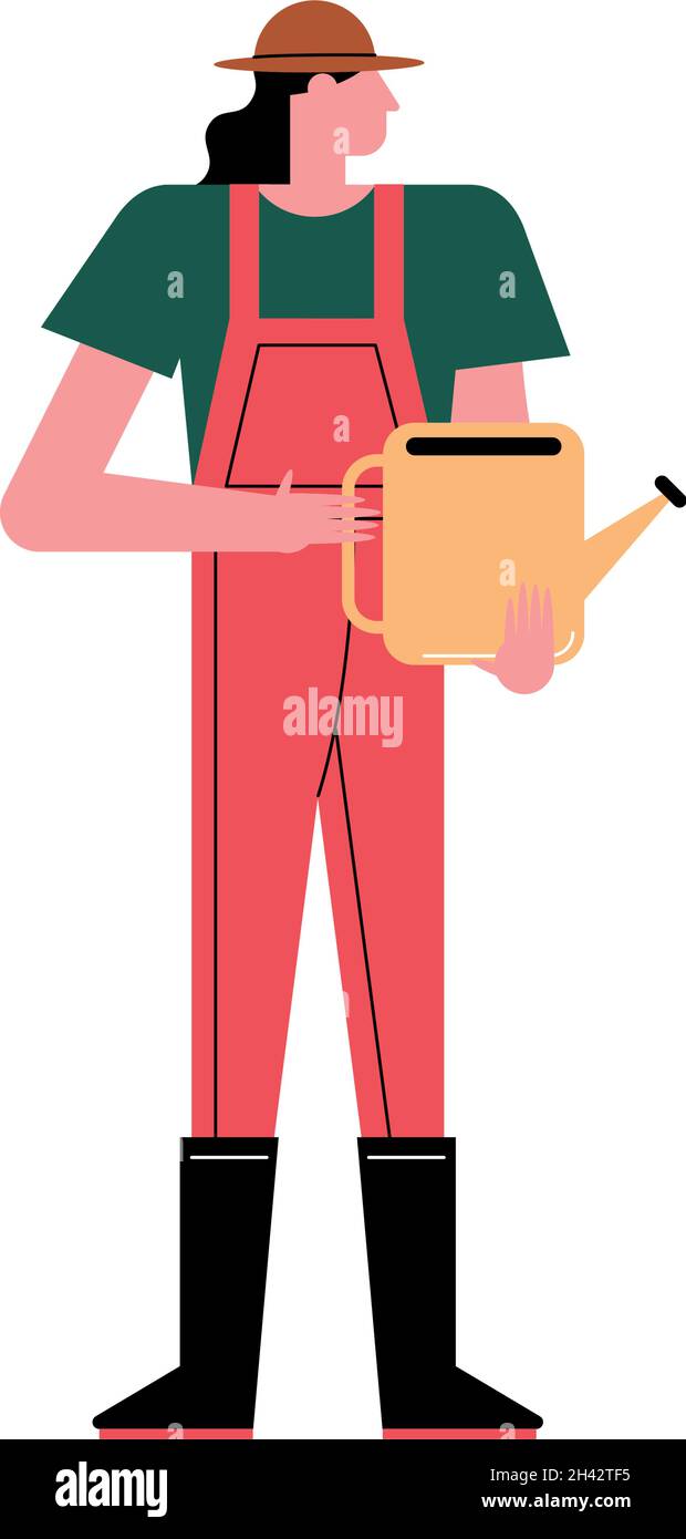 female farmer with sprinkler character Stock Vector Image & Art - Alamy