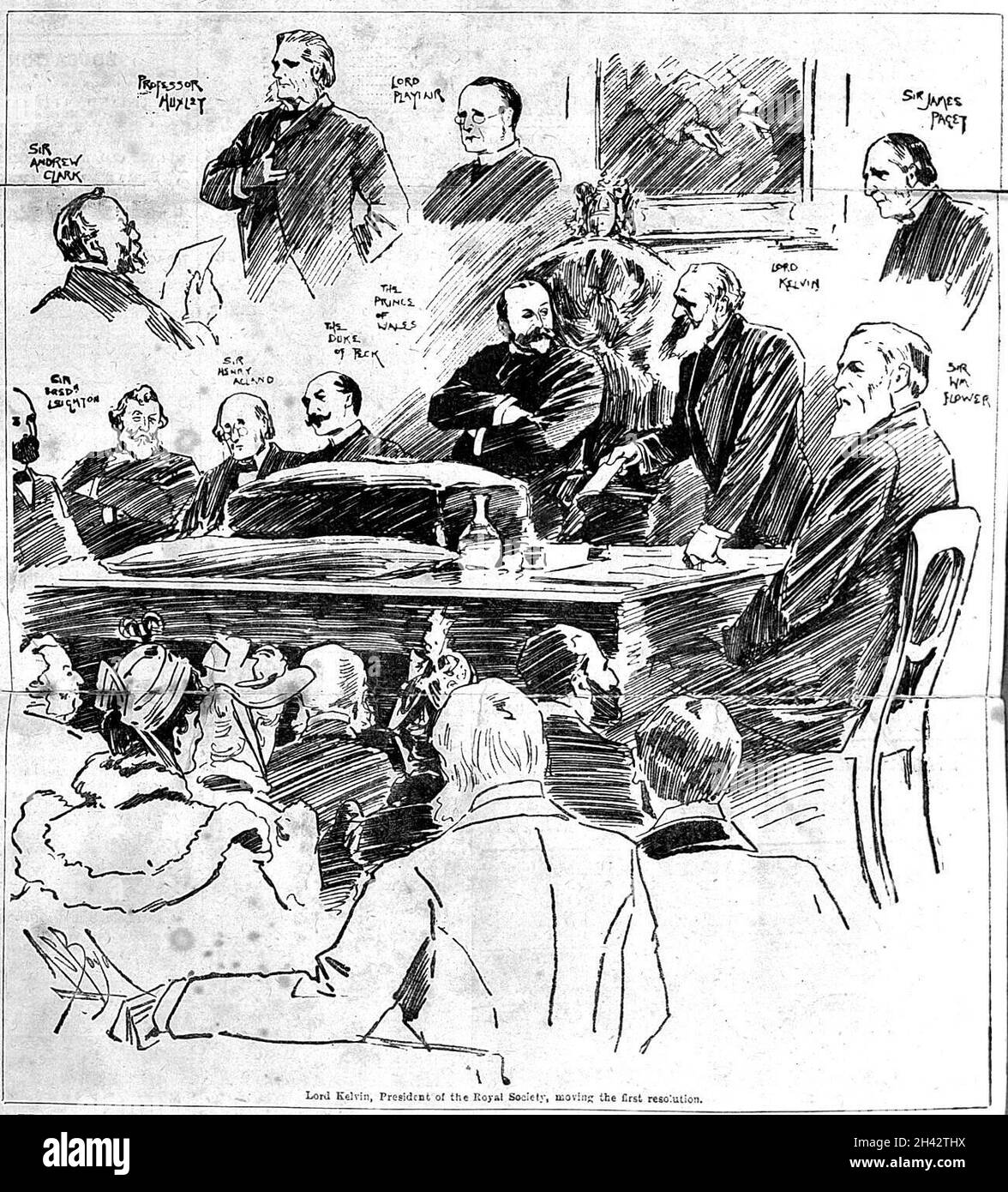 Sketch portrait of Andrew Clark and Lord Kelvin and Prof. Huxley Stock ...