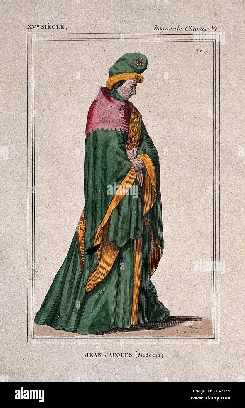 Jean Jacques, a physician in traditional costume, 16--. Coloured ...