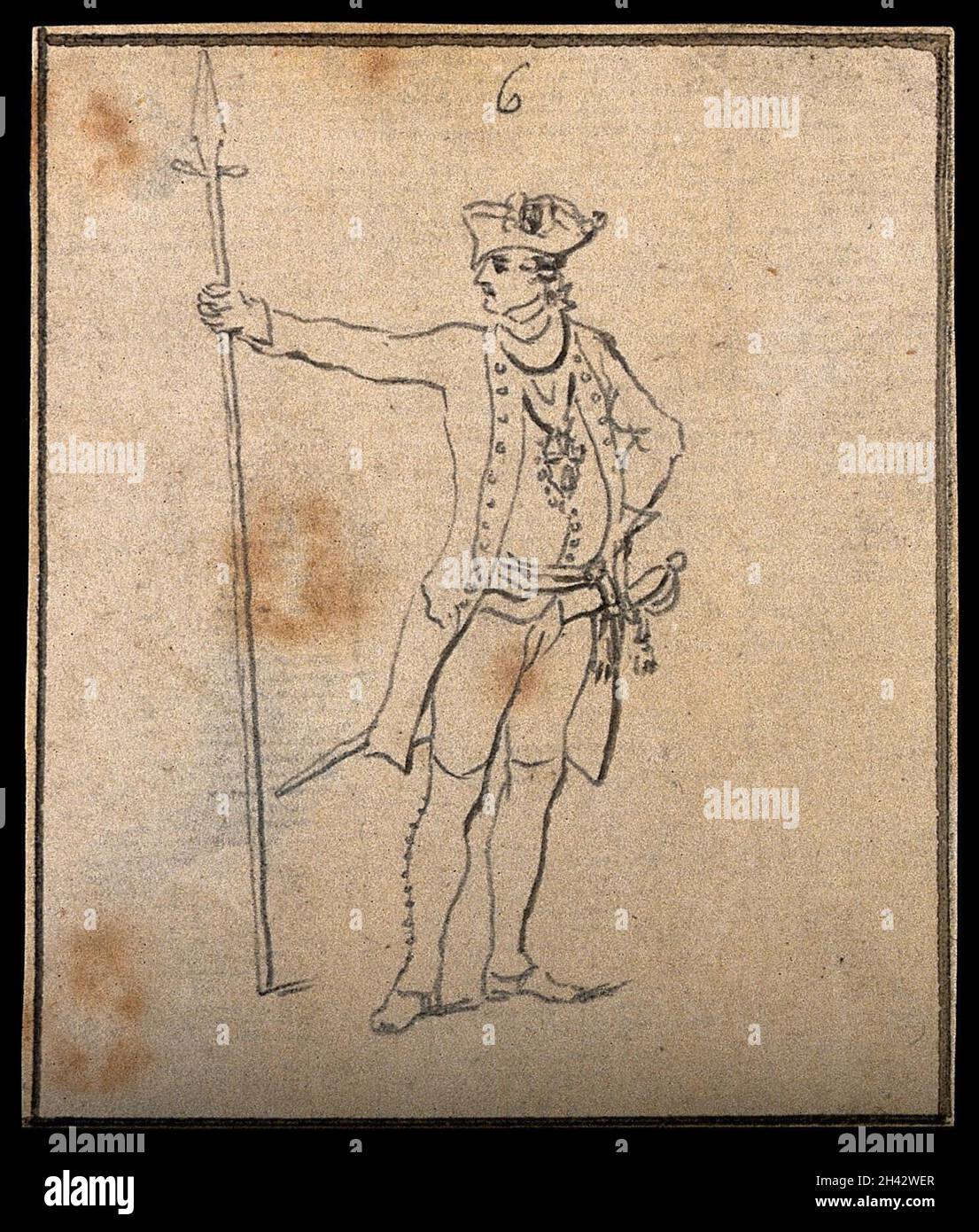 A soldier in the Prussian army. Drawing, c. 1794 Stock Photo - Alamy