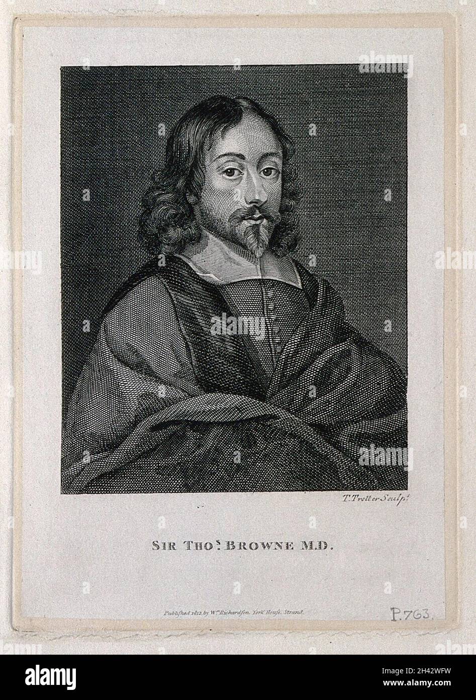 Sir Thomas Browne. Line engraving by T. Trotter, 1798 Stock Photo - Alamy