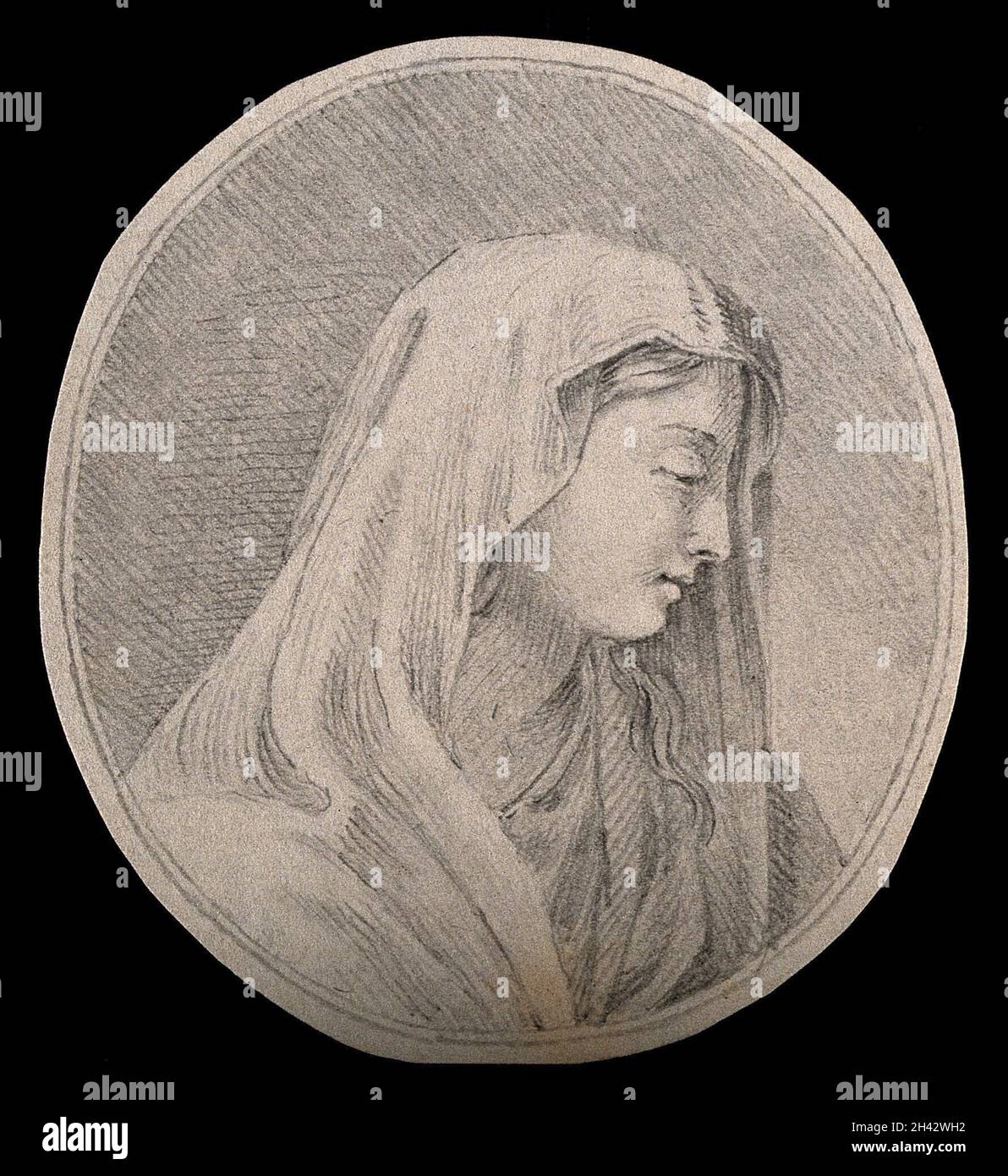 A female figure in an attitude of respectful piety. Drawing, c. 1794 ...