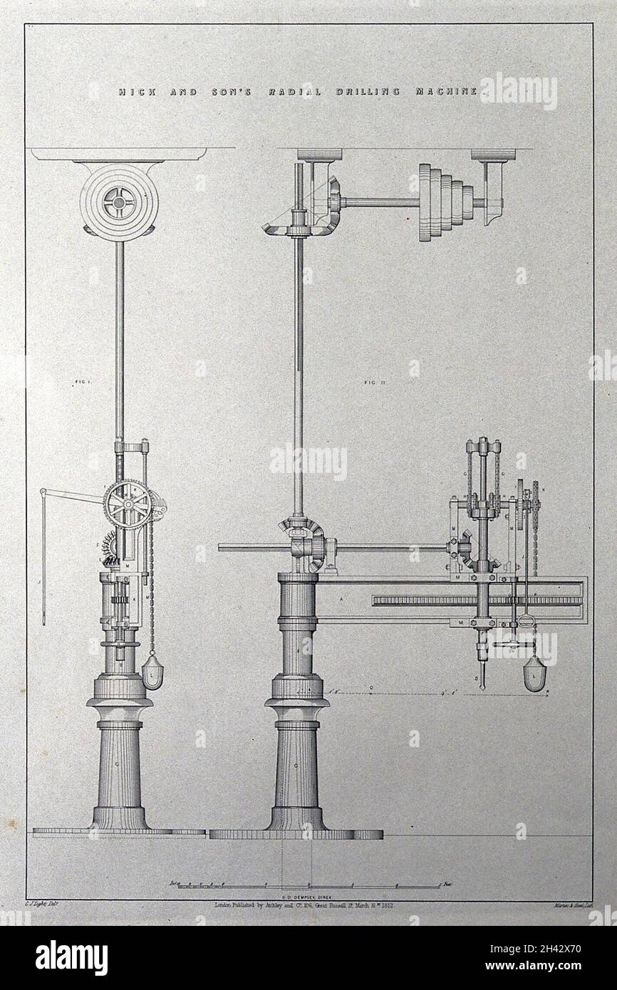 Engineering: a steam engine. Lithograph 1852 Stock Photo - Alamy