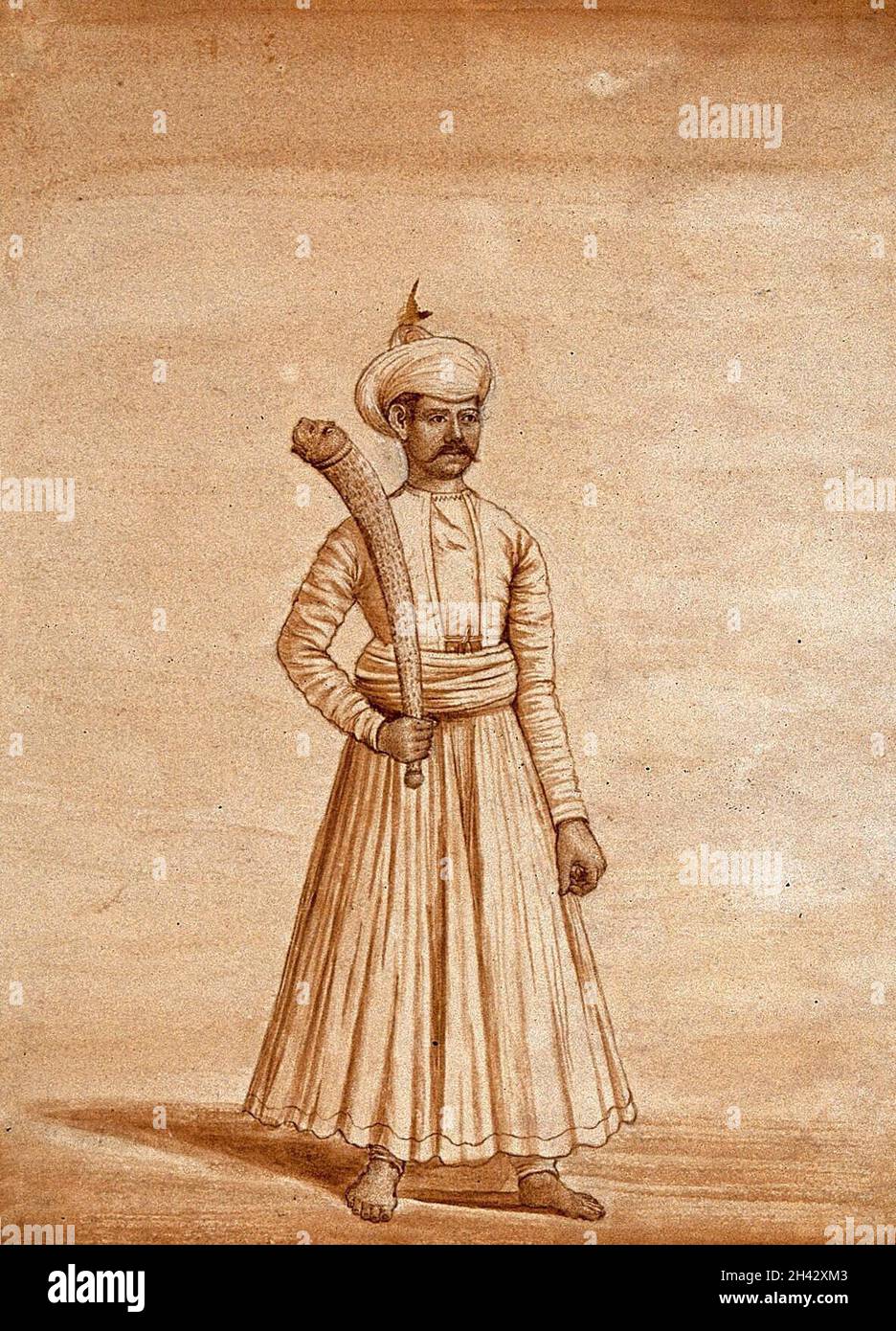 An Indian watchman. Drawing by an Indian artist Stock Photo - Alamy