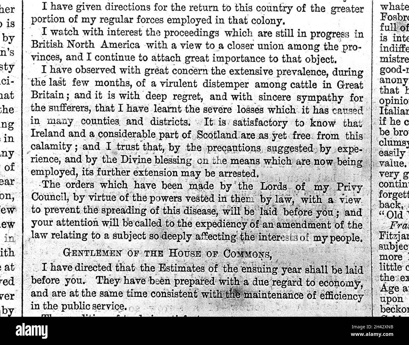 Queen Victoria at the opening of Parliament, 1866. The Lord Chancellor ...