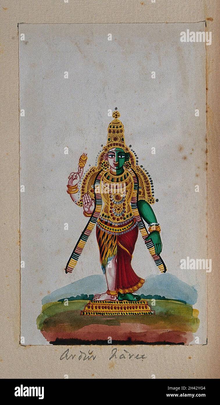 Ardhanareshwara; Lord Shiva as a hermaphrodite as Shiva and Parvati ...