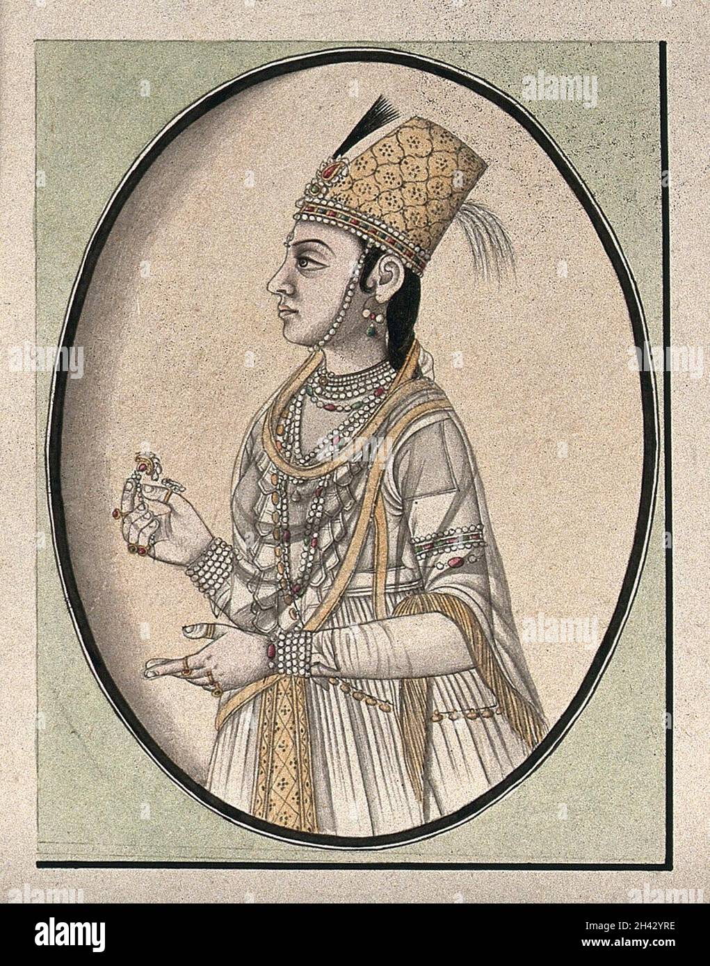 The empress of Mohammad Shah. Watercolour drawing by an Indian artist ...