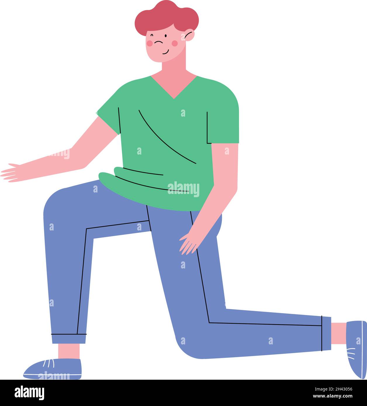 young man kneeling position character Stock Vector Image & Art - Alamy