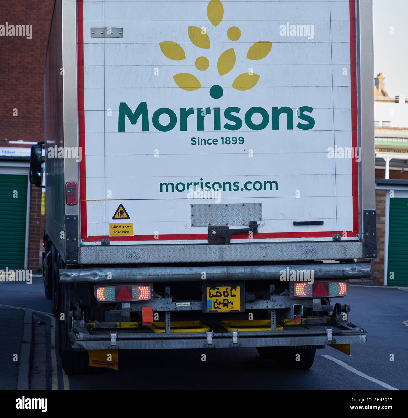 Back of Morrisons truck in the street Stock Photo - Alamy