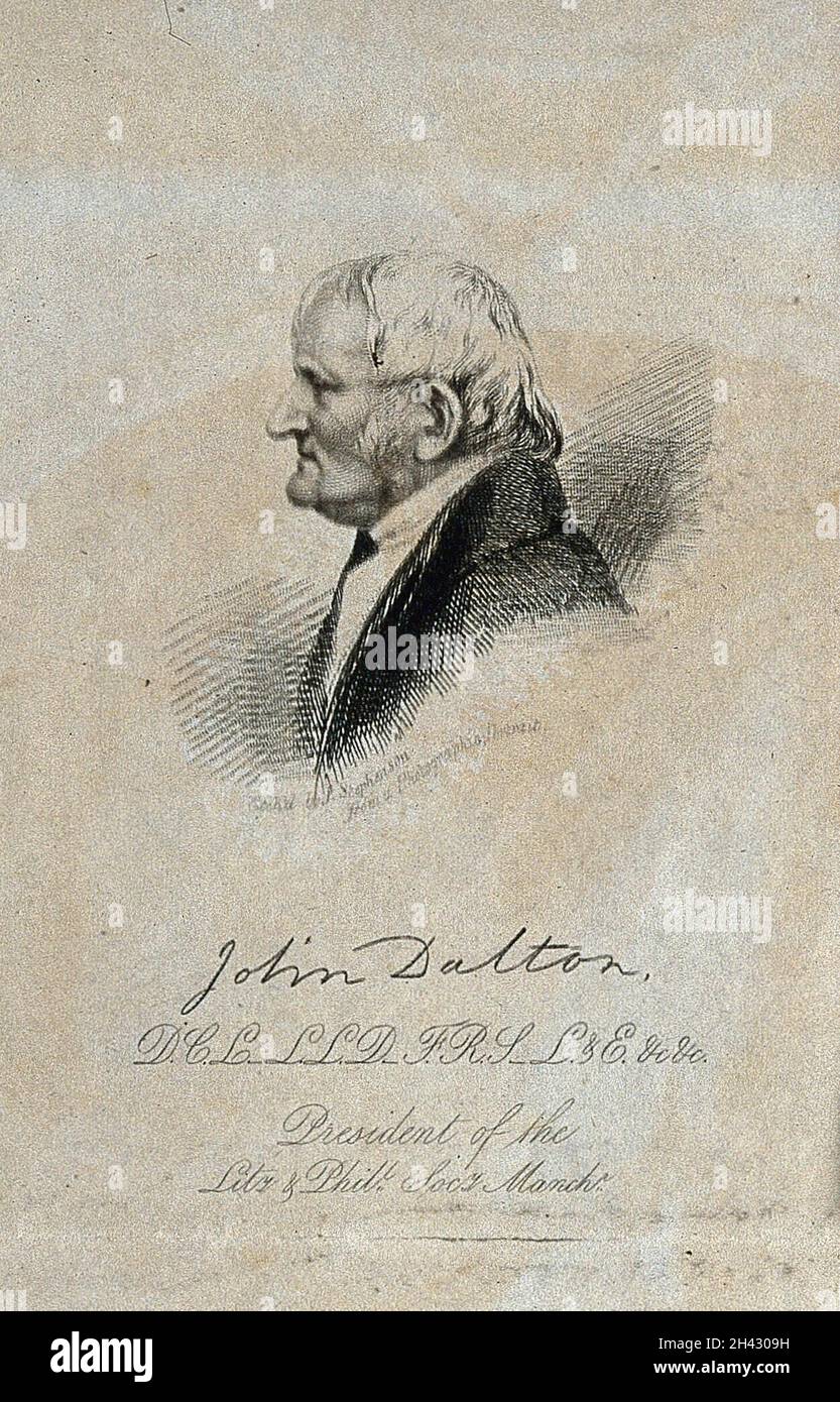 John Dalton. Line engraving by J. Stephenson, 1842 Stock Photo - Alamy