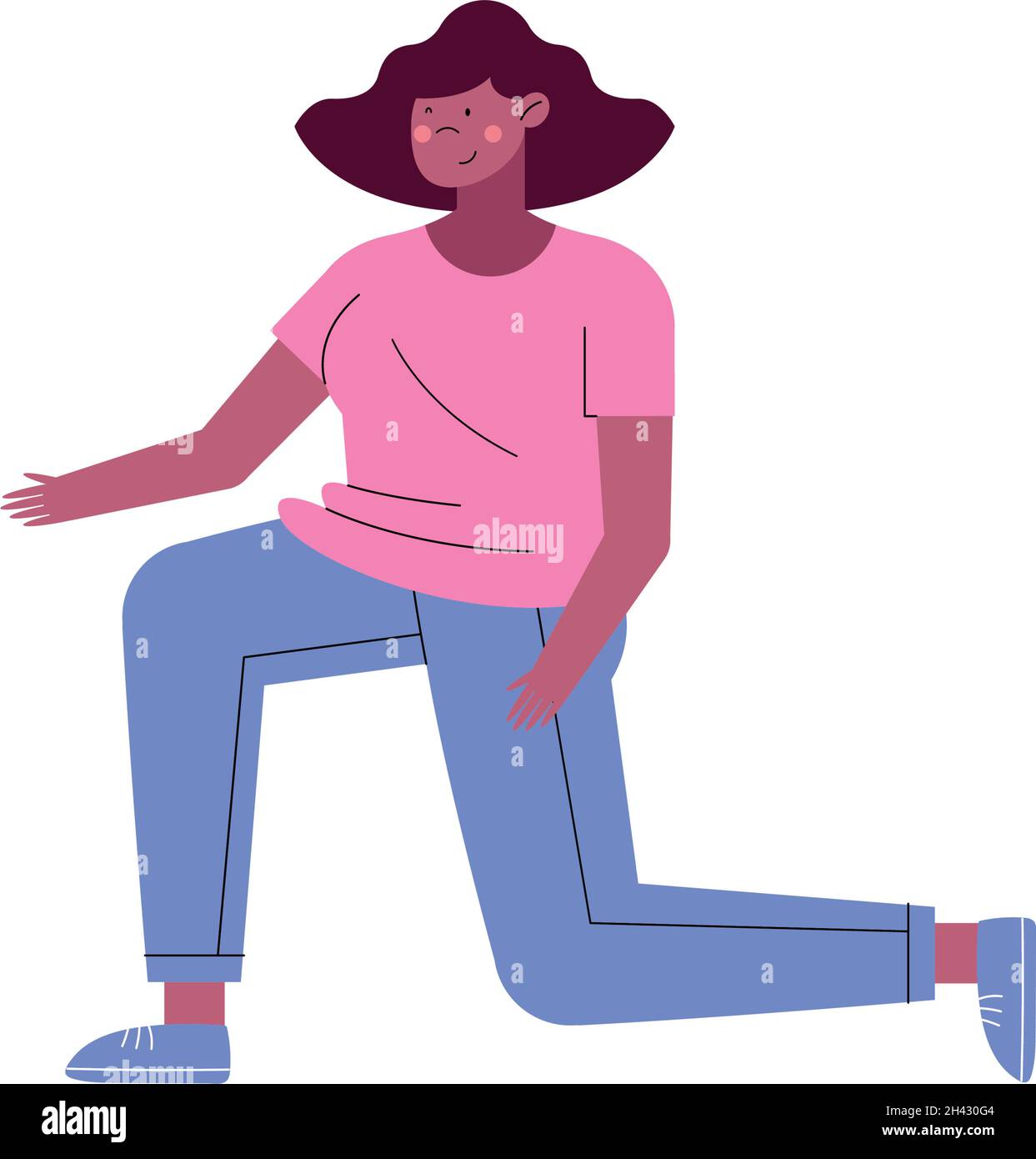 young woman kneeling position character Stock Vector Image & Art - Alamy