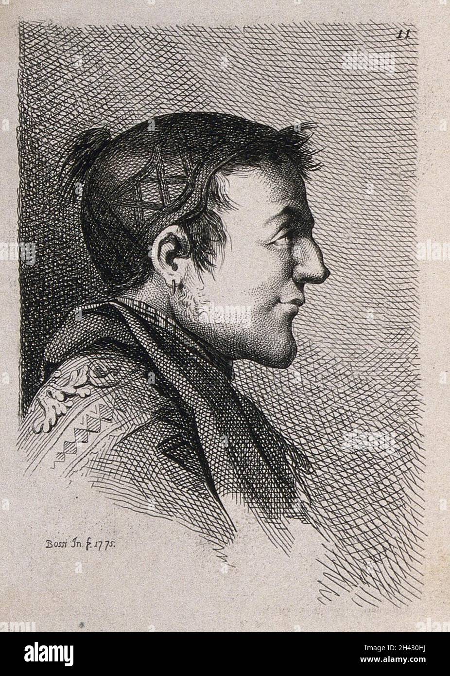 A Man In Profile A Physiognomic Caricature Engraving By B Bossi