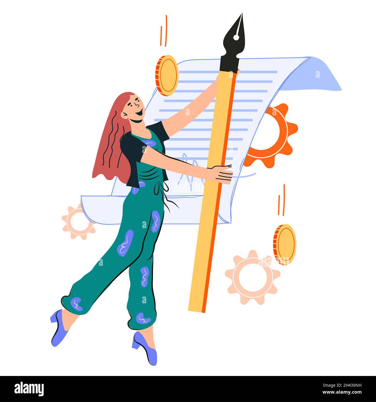 Business woman signing contract or commercial deal document. Signing up ...