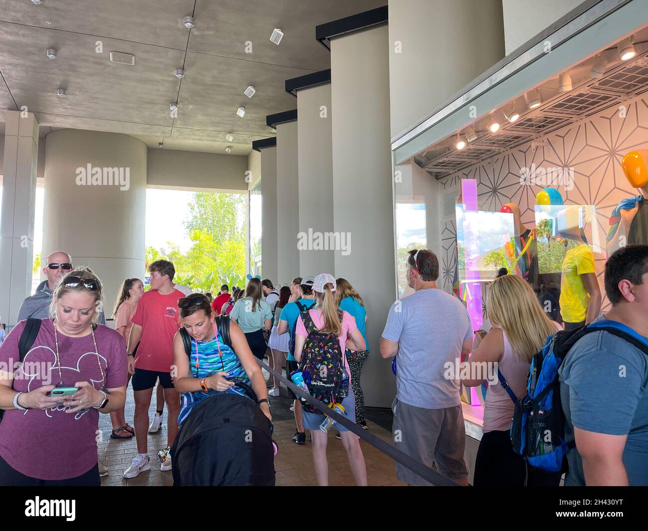 Orlando, FL USA - October 9, 2021:The line to sample soda from an ...