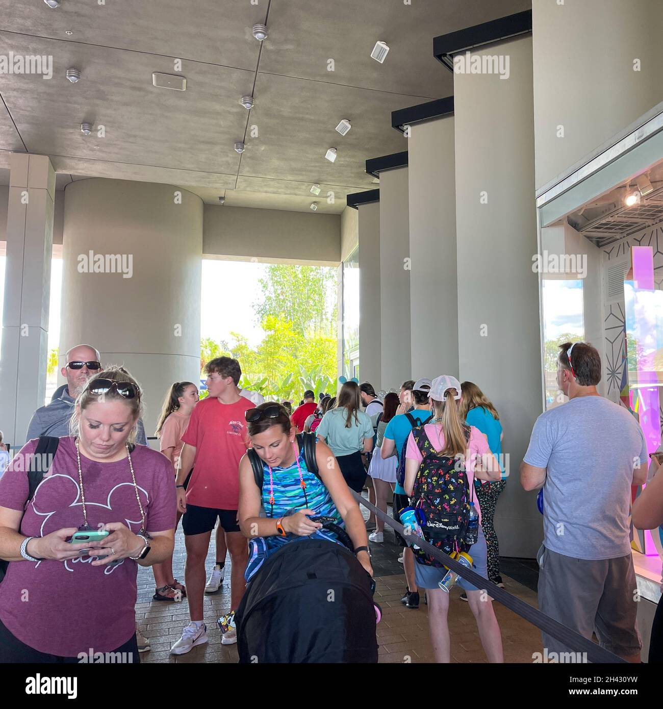 Orlando, FL USA - October 9, 2021:The line to sample soda from an ...