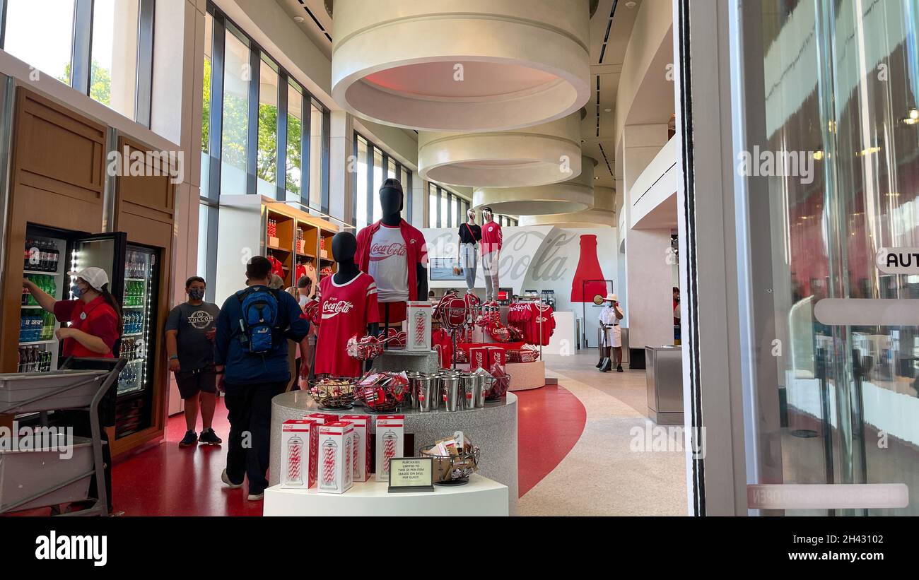 Orlando, FL USA - October 9, 2021:The line to sample soda from an ...