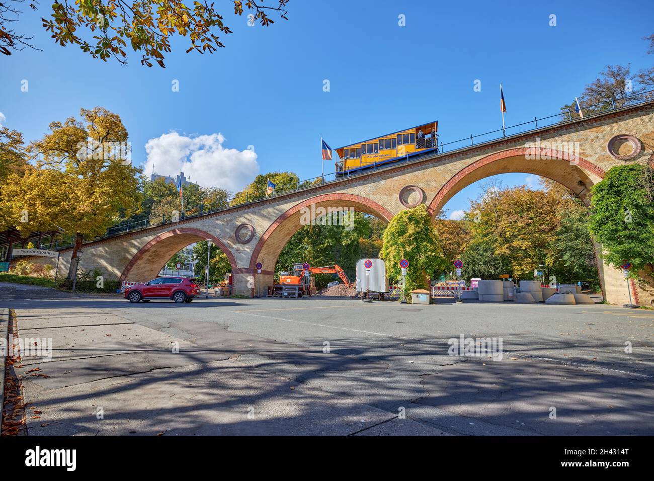 maria hilf church towers in Wiesbaden city panorama, Germany Stock ...